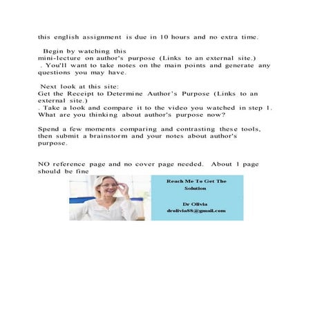 This english assignment is due in 10 hours and no extra time. | DOCX