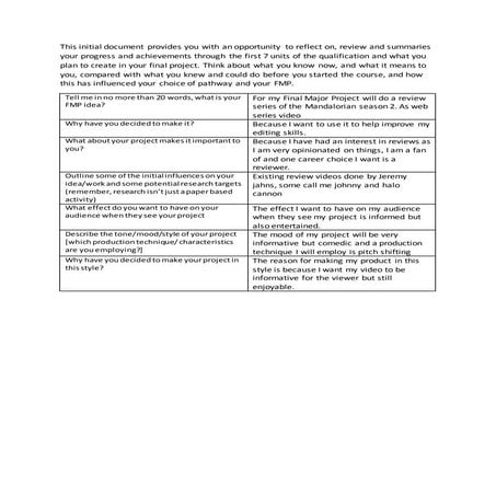 This initial document provides you with an opportunity to reflect on | PDF