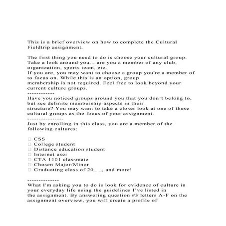Assignment 3 Exploring Your CulturePart of successfully exploring.docx