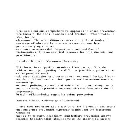 This is a clear and comprehensive approach to crime preven | DOCX