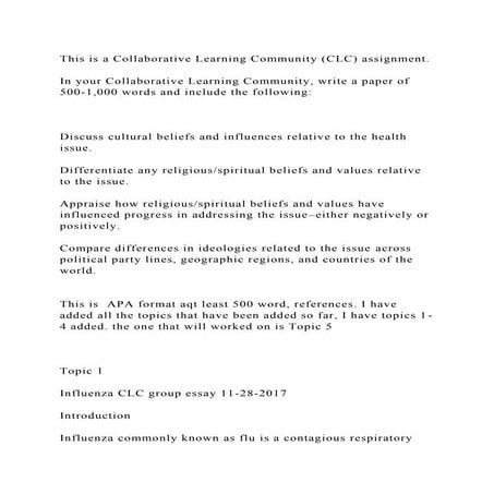 This is a Collaborative Learning Community (CLC) assignment..docx