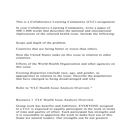 This is a Collaborative Learning Community (CLC) assignment..docx