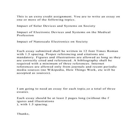 This is an extra credit assignment. You are to write an essay on one.docx