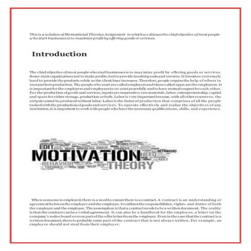 motivational theories assignment | DOCX