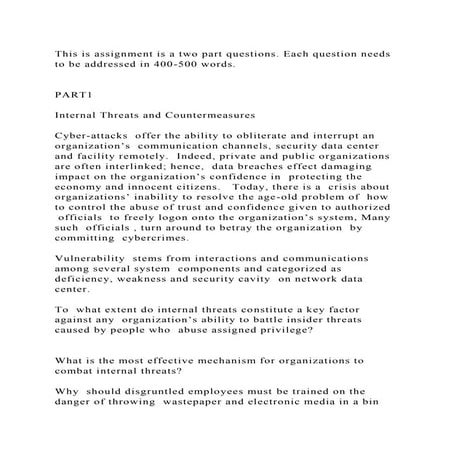 This is a two-part assignment.Part 1Create a Microsoft.docx