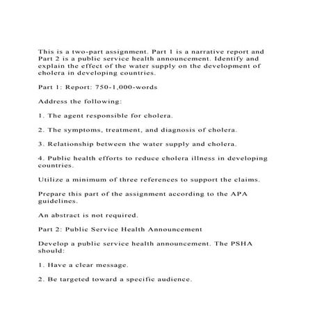 This is a two-part assignment. Part 1 is a narrative report and .docx
