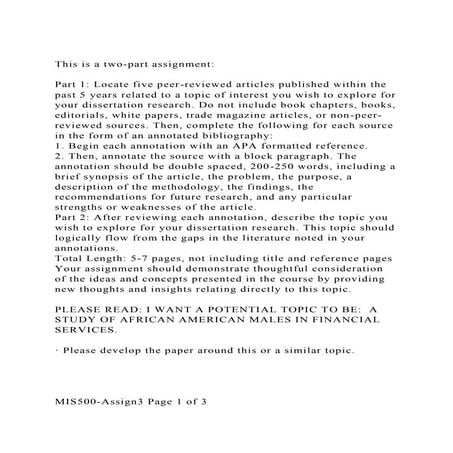 This is a two-part assignmentPart 1 Locate five peer-reviewe.docx