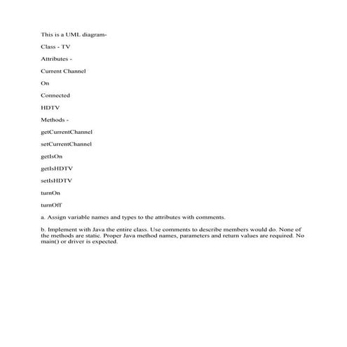 This is a UML diagram- Class - TV Attributes - Current Channel On Conn ...