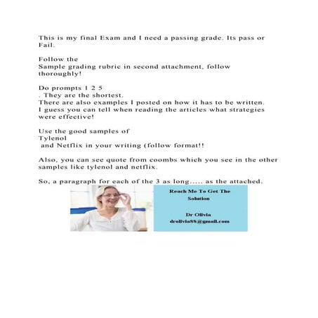 This is my final Exam and I need a passing grade. Its pass or Fail. .docx