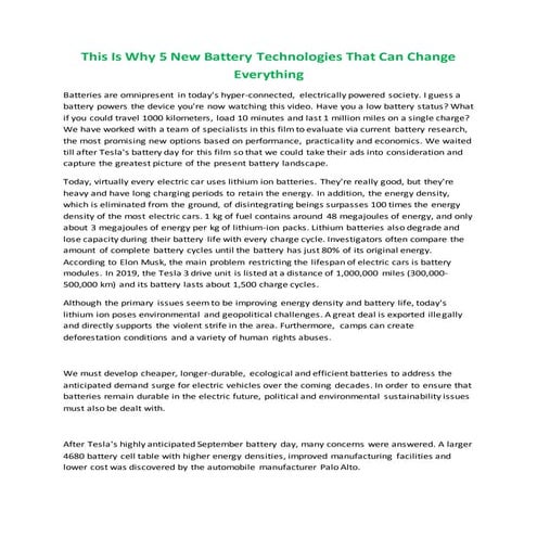 Tesla Battery Day presentation | PDF