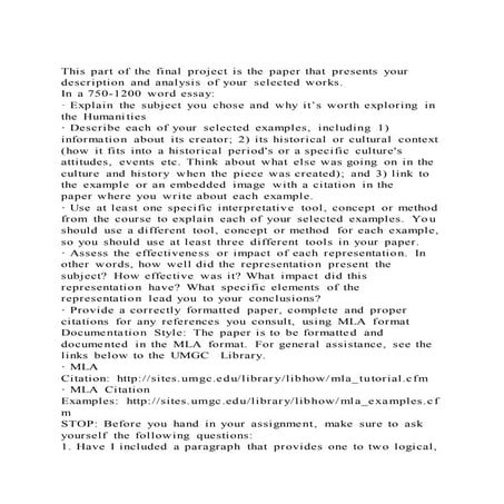 This part of the final project is the paper that presents your des | PDF