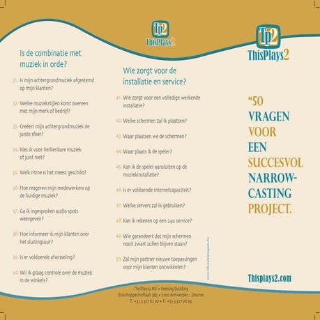 50 Vragen voor een Succesvol Narrowcasting Project | PDF