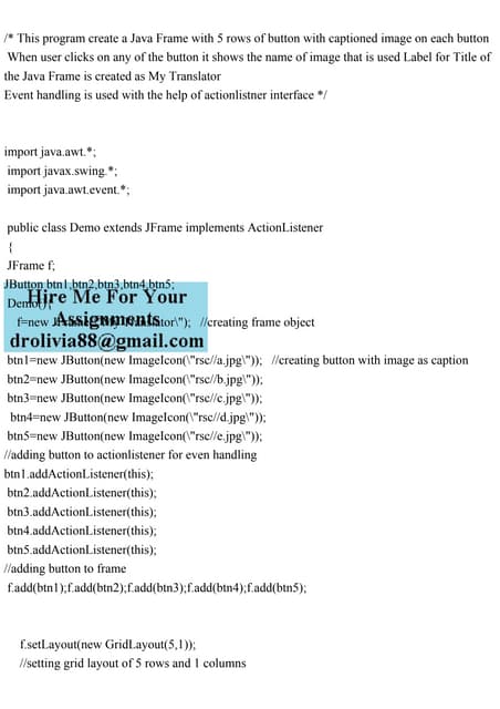 This Program Create A Java Frame With 5 Rows Of Button With Captipdf