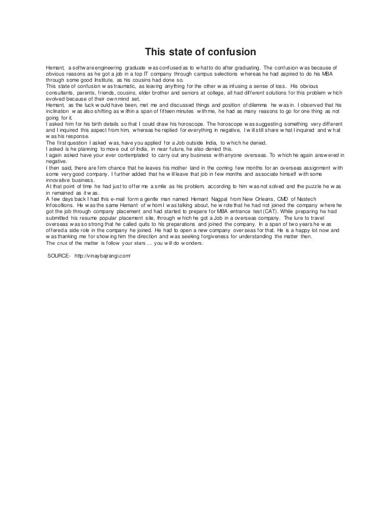 This state of confusion