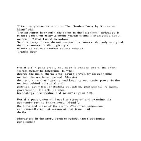 This time please write about The Garden Party by Katherine Man | DOCX