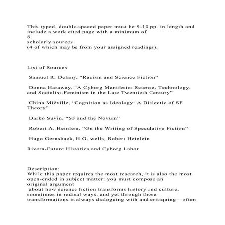 This typed, double-spaced paper must be 9-10 pp. in length and inclu | PDF