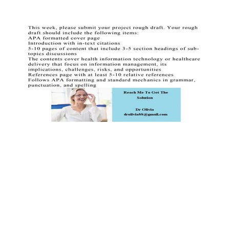 This week, please submit your project rough draft. Your rough draft .docx