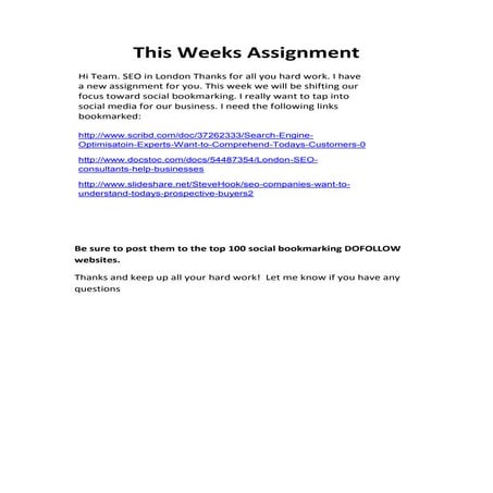 This weeks assignment seo 11th september | DOCX