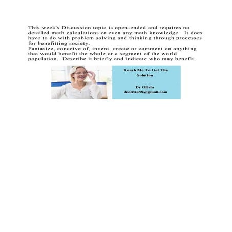 This weeks Discussion topic is open-ended and requires no detailed .docx