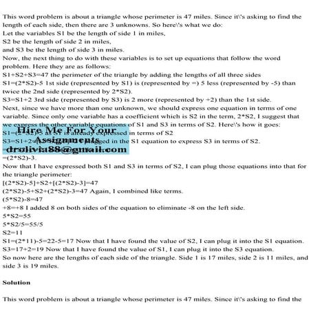 This word problem is about a triangle whose perimeter is 47 miles. S.pdf