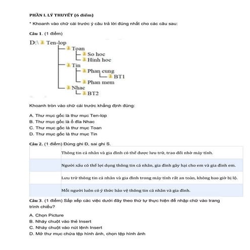 Đề thi tin học HK2 lớp 3 Chân Trời Sáng Tạo | DOCX
