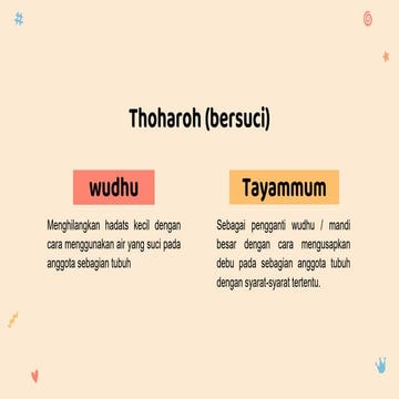 thoharoh (bersuci) yang terdiri dari wudhu dan tayamum | PPT