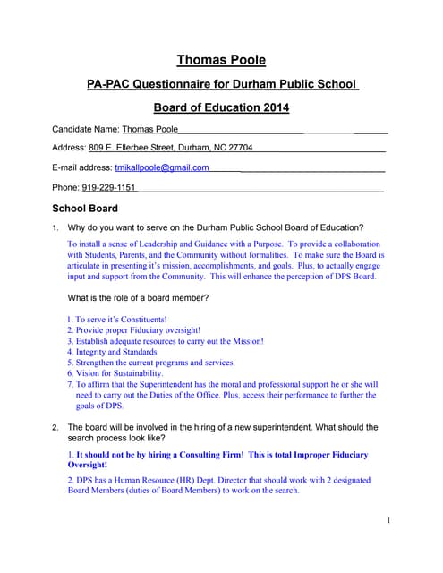 Donald Hughes 2014 PA-PAC Questionnaire | PDF