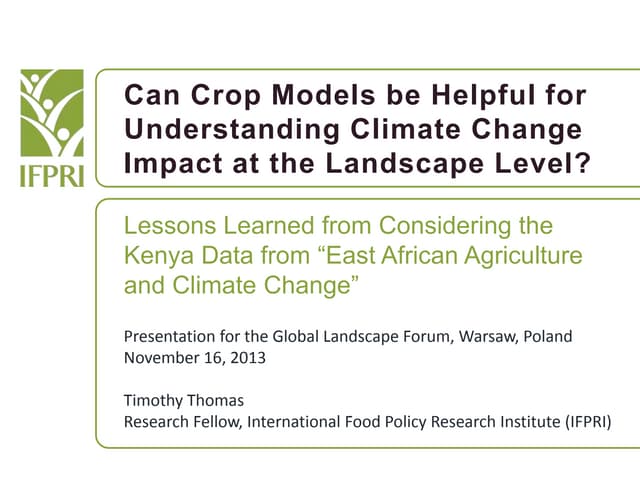 Can Crop Models be Helpful for Understanding Climate Change Impact at the Landscape Level ...