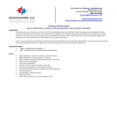 Thomas Bookhamer Resume | PDF