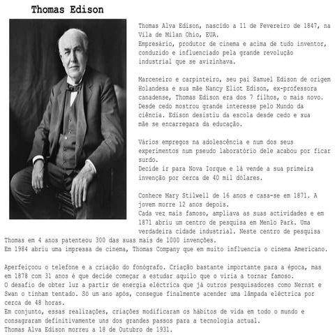 Pesquisa - Thomas Edison | PPTX