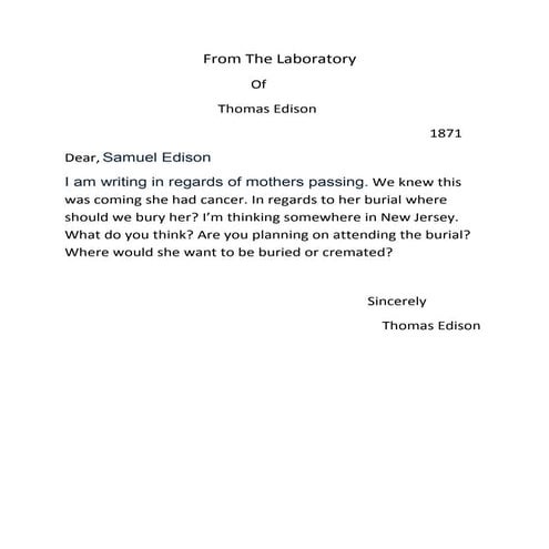 Thomas edison letter | DOCX