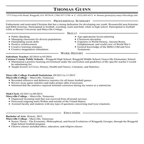 Thomas Guinn Resume | PDF | Education