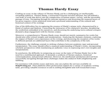 Thomas Hardy Essay | PDF