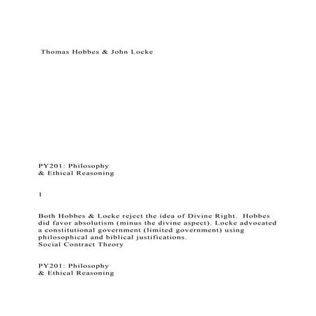 Thomas Hobbes & John LockePY201.docx