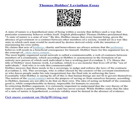 Thomas Hobbes&X27; Leviathan Essay | PDF