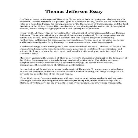 Thomas Jefferson Essay. Stony Brook University | PDF