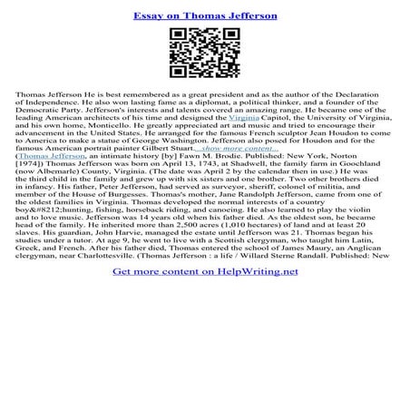 Thomas Jefferson Essays | PDF