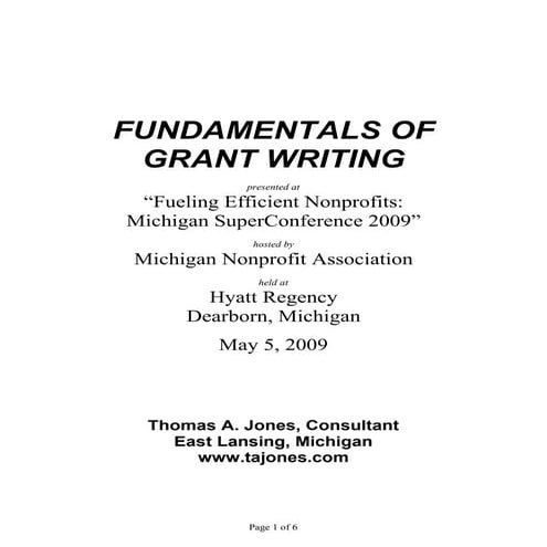 Thomas Jones Fundamentals Of Grant Writing | PDF