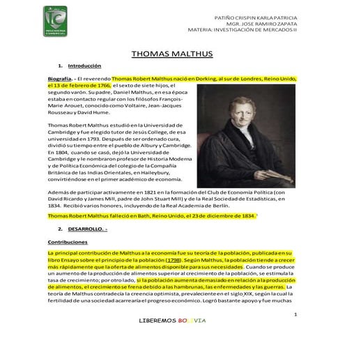 Thomas malthus | DOCX