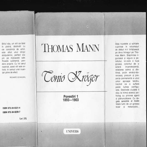 Thomas mann tonio kroger - povestiri 1 | PDF
