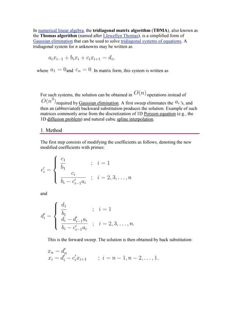 Thomas Algorithm