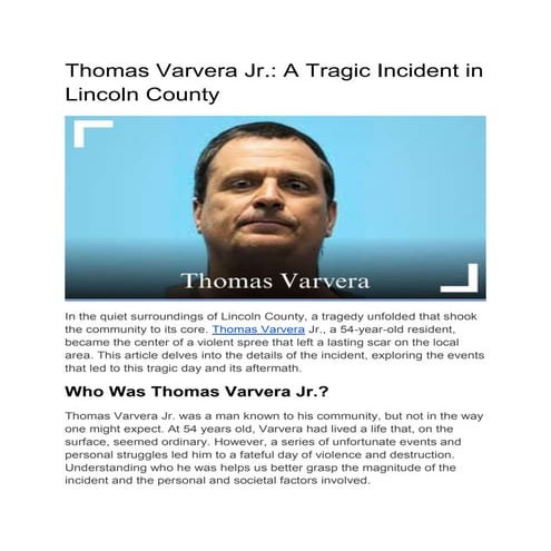 Thomas Varvera Jr.: A Tragic Incident in Lincoln County | PDF
