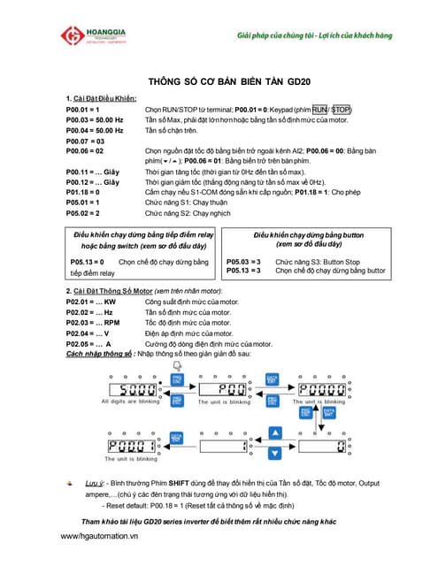 Gd20 thong-so-cai-dat-co-ban-gd20 | PDF