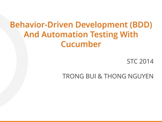 Thong Nguyen And Trong Bui Behavior Driven Development Bdd And Automation Testing With