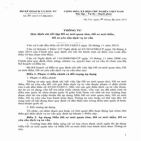 Thongtu01.2015/TT-BXD | PDF