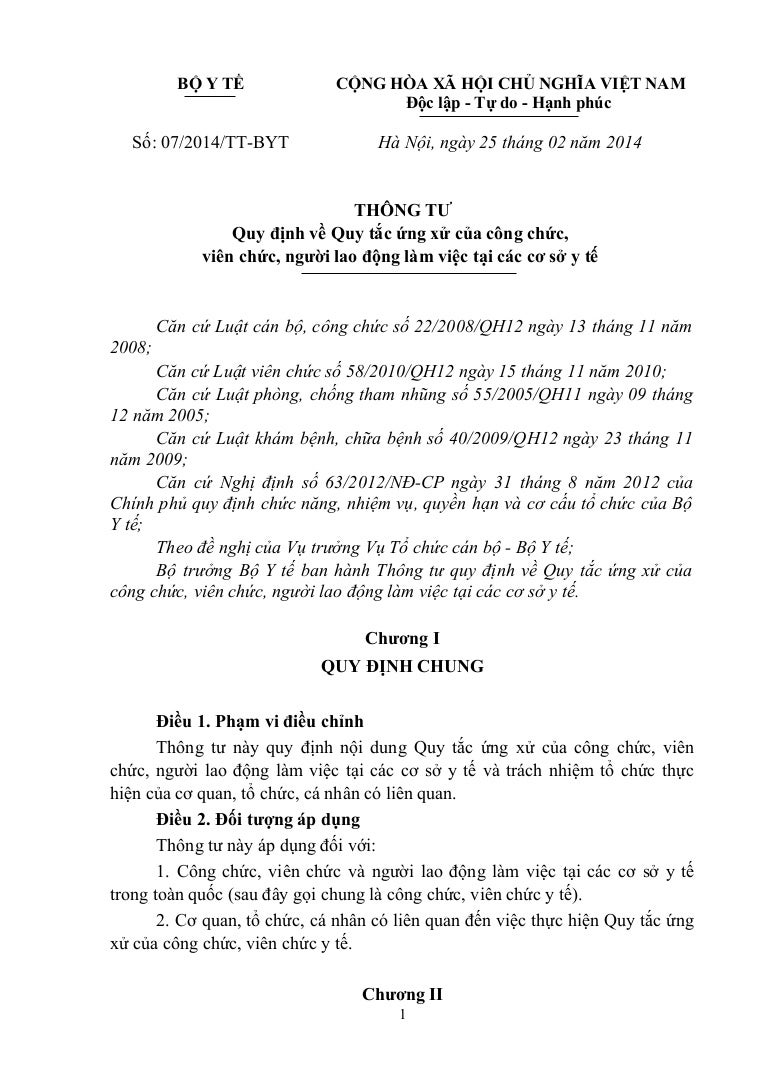 Thong tu 07 2014 bo y te ve quy tac ung xu