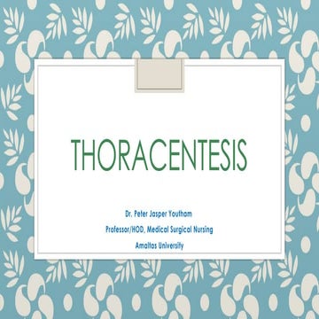 Thoracentesis medical surgical nursing | PPTX