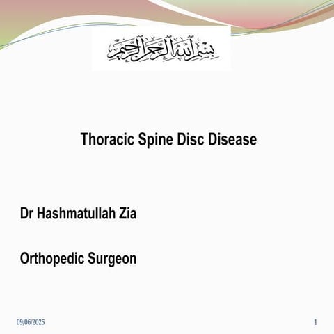 Thoracic disc herniation.pptx. Dr Hashmatullah Zia Ms ortho and ...