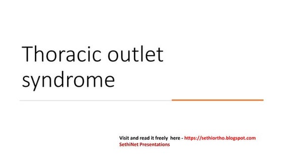Thoracic outlet syndrome/ TOS | PPT
