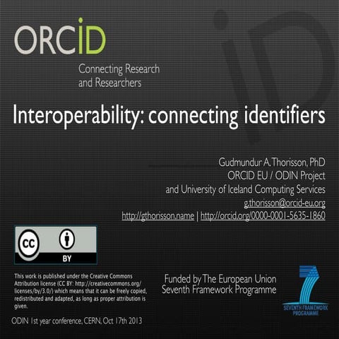 ODIN 1st year Conference Oct 2013 Interoperability: connecting ...